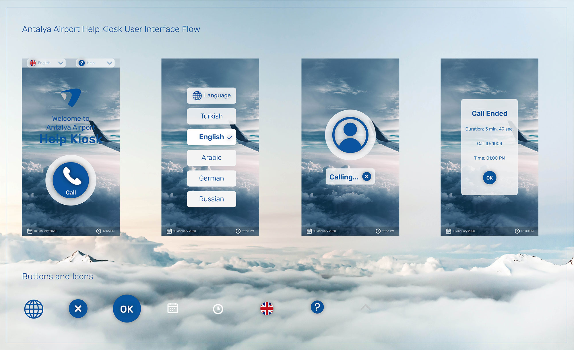 Fraport TAV Antalya Airport Help Kiosk UI Design – Ömer Faruk Bozkurt